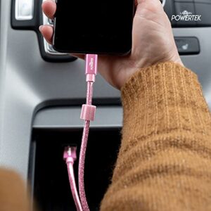 LIQUIPEL Powertek Glitter MFi Certified Charger Compatible for Apple iPhone, iPad, 6ft Cable, Lightning to USB Cable Cord, Fast Charging Lightning Cable (Pink)