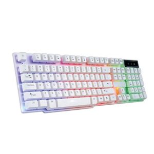 2021 rgb crack led illuminated backlit usb wired pc rainbow gaming keyboard for computer pc gamer laptop (white)