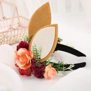 Cute Bunny Ear Headband For Toddler Baby Girls Easter Headwear Floral Rabbit Cosplay Headdress Hoop Hair Accessories