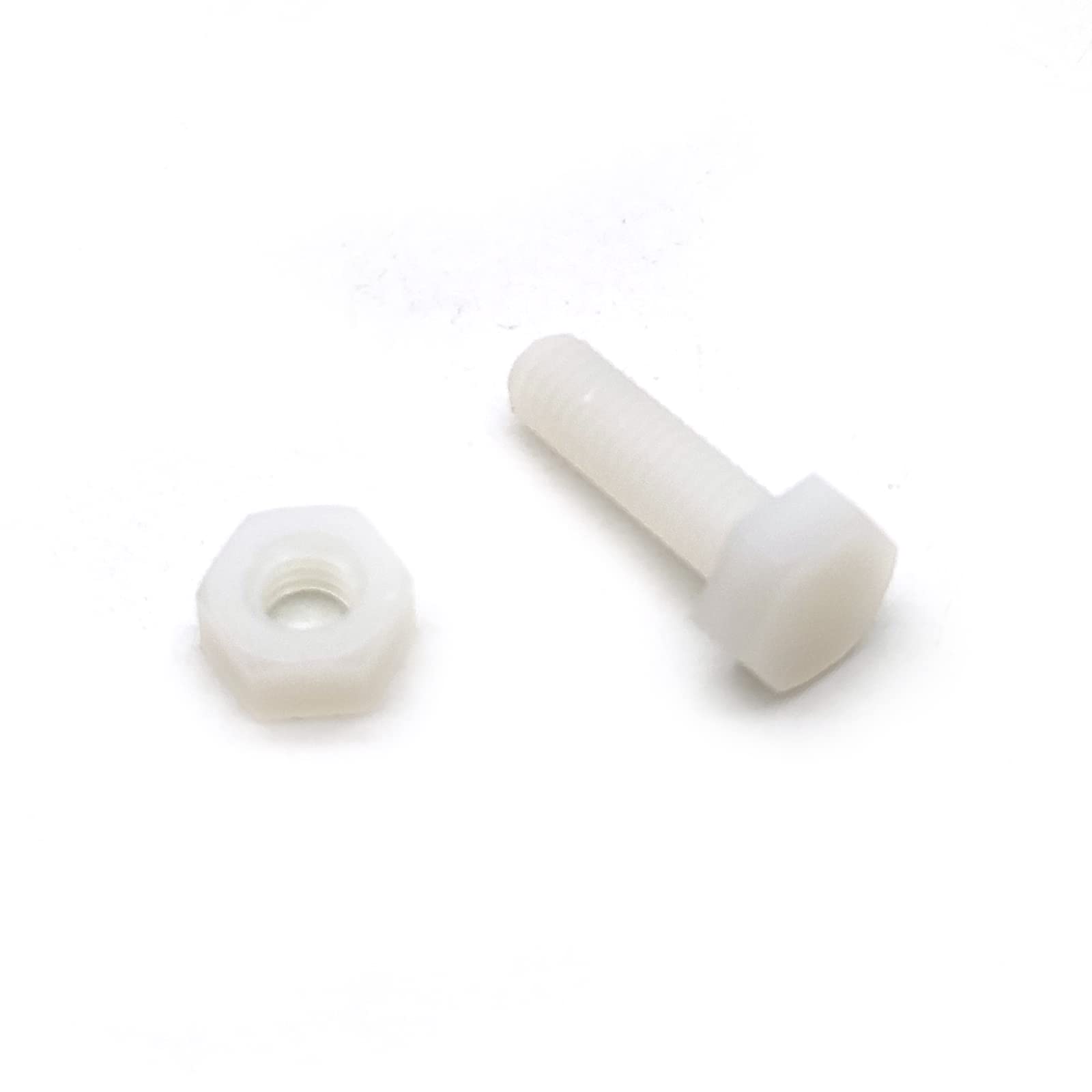 M6 Hex Bolt Autuwintor Hex Head Cap Screw Bolts, External Hex Drive, Nylon Full Thread,40 Pair(40+40) White M6 x 25mm