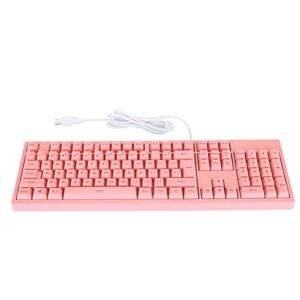 shanrya gaming keyboard, pc keyboard, wear resistance usb interface plug & play for pc laptop computer accessory office home(pink)