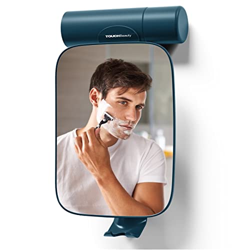 TOUCHBeauty 3X Shower Mirrors for Shaving with Razor Holder, Heldhand & 360 Degree Swivel, Larger Size 11" Blue Bathroom Accessories for Men