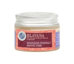 blavana daily moisturizer for face - an ayurvedic ultra-rich youth-boost face pommade for aging skin - with black gram, manjistha, apricot, aloe vera - dermatologically tested 1.76 oz