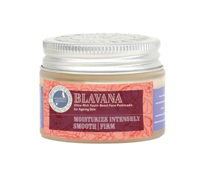 Blavana Daily Moisturizer for Face - An Ayurvedic Ultra-Rich Youth-Boost Face Pommade for Aging Skin - with Black Gram, Manjistha, Apricot, Aloe Vera - Dermatologically Tested 1.76 oz