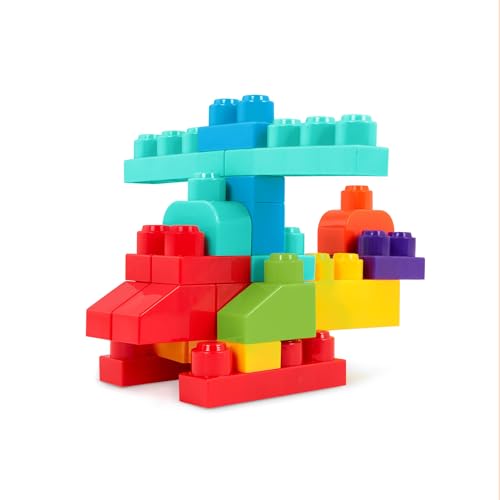 Battat – Large Building Blocks – 80 Colorful Pieces – 8 Wheel Bricks – Zippered Storage Bag – 12 Months + – Bag o' Blocks