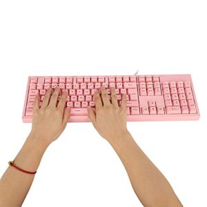 Shanrya Gaming Keyboard, PC Keyboard, Wear Resistance USB Interface Plug & Play for PC Laptop Computer Accessory Office Home(Pink)