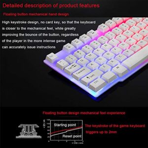 2021 RGB Crack LED Illuminated Backlit USB Wired PC Rainbow Gaming Keyboard for Computer PC Gamer Laptop (White)