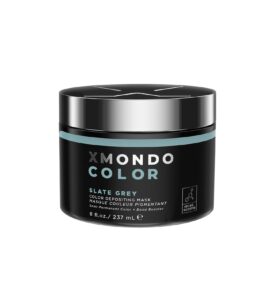 xmondo color slate grey depositing mask & semi-permanent grey hair dye | infused with bond booster technology & hyaluronic acid for nourishment, revitalization & repair, vegan formula, 8 fl oz 1-pack