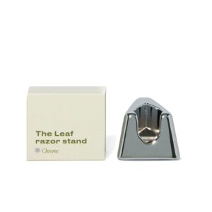 leaf shave | the leaf razor stand, chrome - weighted metal razor stand with non-slip grip