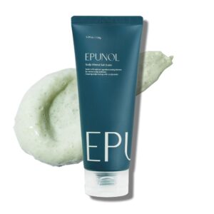 epunol mineral salt scalp scrub, sulfate-free, silicone-free, cooling effect with menthol extract, relieve dry skin and reduce dandruff