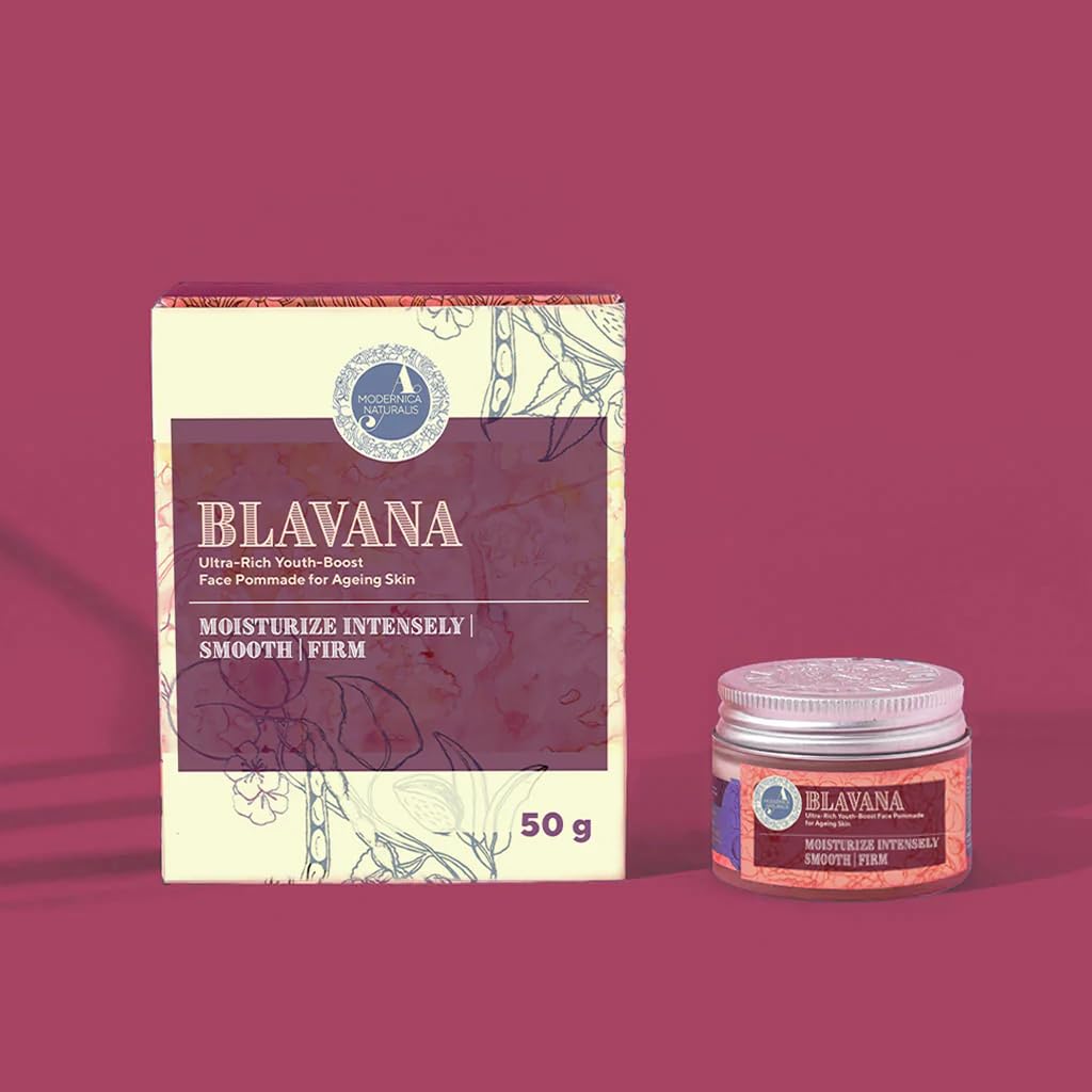 Blavana Daily Moisturizer for Face - An Ayurvedic Ultra-Rich Youth-Boost Face Pommade for Aging Skin - with Black Gram, Manjistha, Apricot, Aloe Vera - Dermatologically Tested 1.76 oz