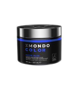 xmondo color super blue depositing mask & semi-permanent blue hair dye | infused with bond booster technology & hyaluronic acid for nourishment, revitalization & repair, vegan formula, 8 fl oz 1-pack