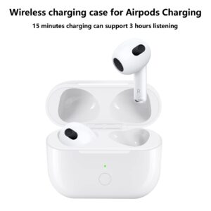 Wireless Charging Case Compatible with Air Pods 3, 600mAh Built-in Battery Charger Case Replacement with Pairing Sync Button No Earbuds, White