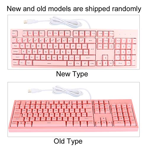 Shanrya Gaming Keyboard, PC Keyboard, Wear Resistance USB Interface Plug & Play for PC Laptop Computer Accessory Office Home(Pink)