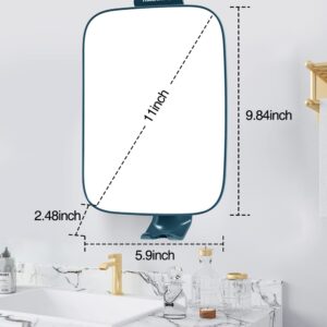 TOUCHBeauty 3X Shower Mirrors for Shaving with Razor Holder, Heldhand & 360 Degree Swivel, Larger Size 11" Blue Bathroom Accessories for Men