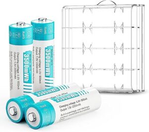 czvv rechargeable aa batteries 1.4v mh 4-pack, 2300+mah large capacity double a fast-charge 10-years long lifespan dual a battery for security camera & trail camera series and more, fitting for blink