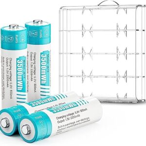 czvv Rechargeable AA Batteries 1.4V MH 4-Pack, 2300+mAh Large Capacity Double A Fast-Charge 10-Years Long Lifespan Dual A Battery for Security Camera & Trail Camera Series and More, Fitting for Blink