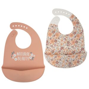 lila & jack 2 pk silicone bibs for babies & toddlers, bpa free waterproof soft durable adjustable silicone bibs