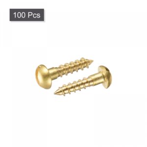 uxcell Wood Screws M3 x 12mm Slotted Round Head Brass Self-Tapping Screw 100 Pcs