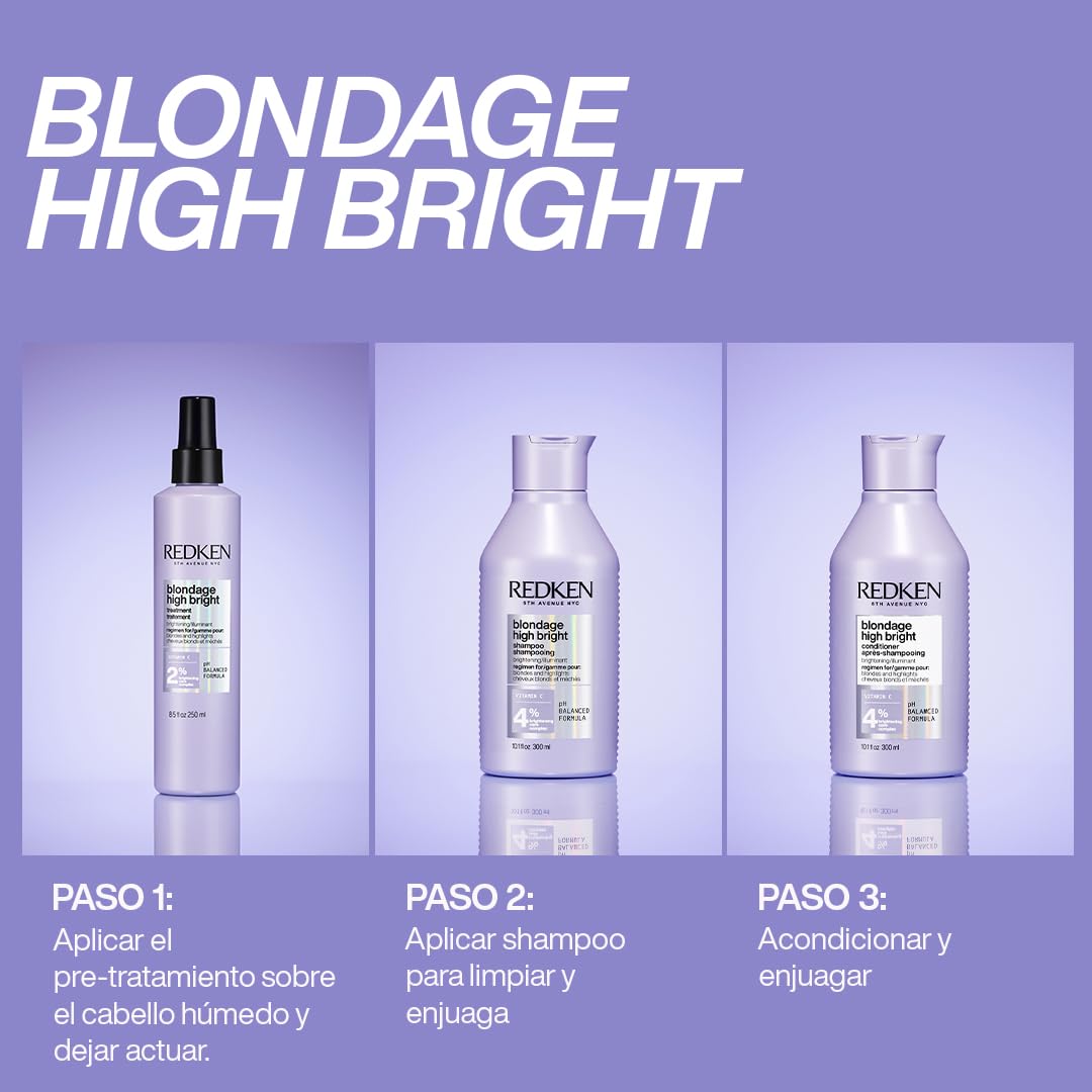 Redken Blondage High Bright Conditioner | Brightens and Lightens Color-Treated and Natural Blonde Hair Instantly | Infused with Vitamin C | 10.1 Fl Oz