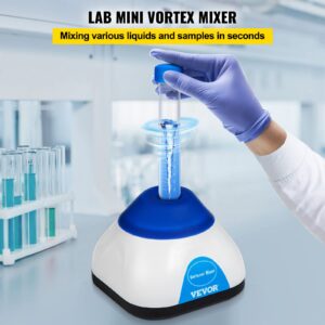 VEVOR Vortex Mixer, 6000RPM Mini Vortex Mixer Shaker, Touch Function Scientific Lab Vortex Shaker, Mix Up to 50ML, 6mm Orbital Diameter for Test Tube, Tattoo Ink, Nail Polish, Eyelash Adhesives, Paint