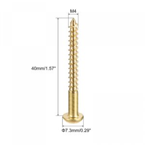 uxcell Wood Screws M4 x 40mm Slotted Round Head Brass Self-Tapping Screw 20 Pcs