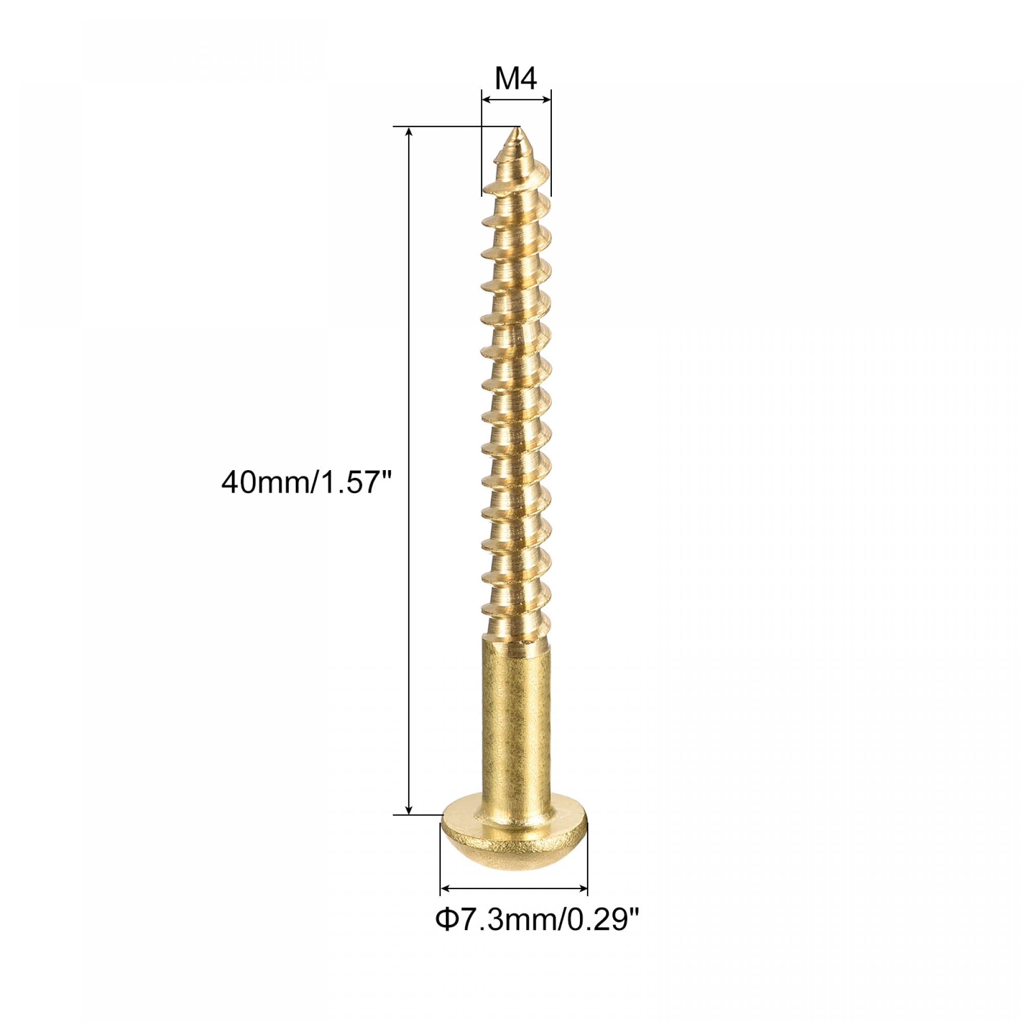 uxcell Wood Screws M4 x 40mm Slotted Round Head Brass Self-Tapping Screw 20 Pcs