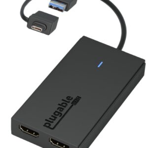 Plugable Dual Monitor Adapter for M1/M2/M3/M4 macOS Systems, Windows, ChromeOS. Broad Compatibility - Thunderbolt, USB-C, USB 3.0 to HDMI Adapter for Dual Monitors 1920x1080 @60Hz, SMI Driver Required