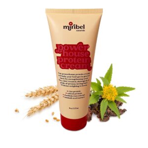 miribel powerhouse protein cream for hair, 8 fluid ounces - repair, strengthen, and protect damaged, fine, wavy, or curly hair - vegan, sulfate-free, paraben-free leave-in conditioner and protein mask