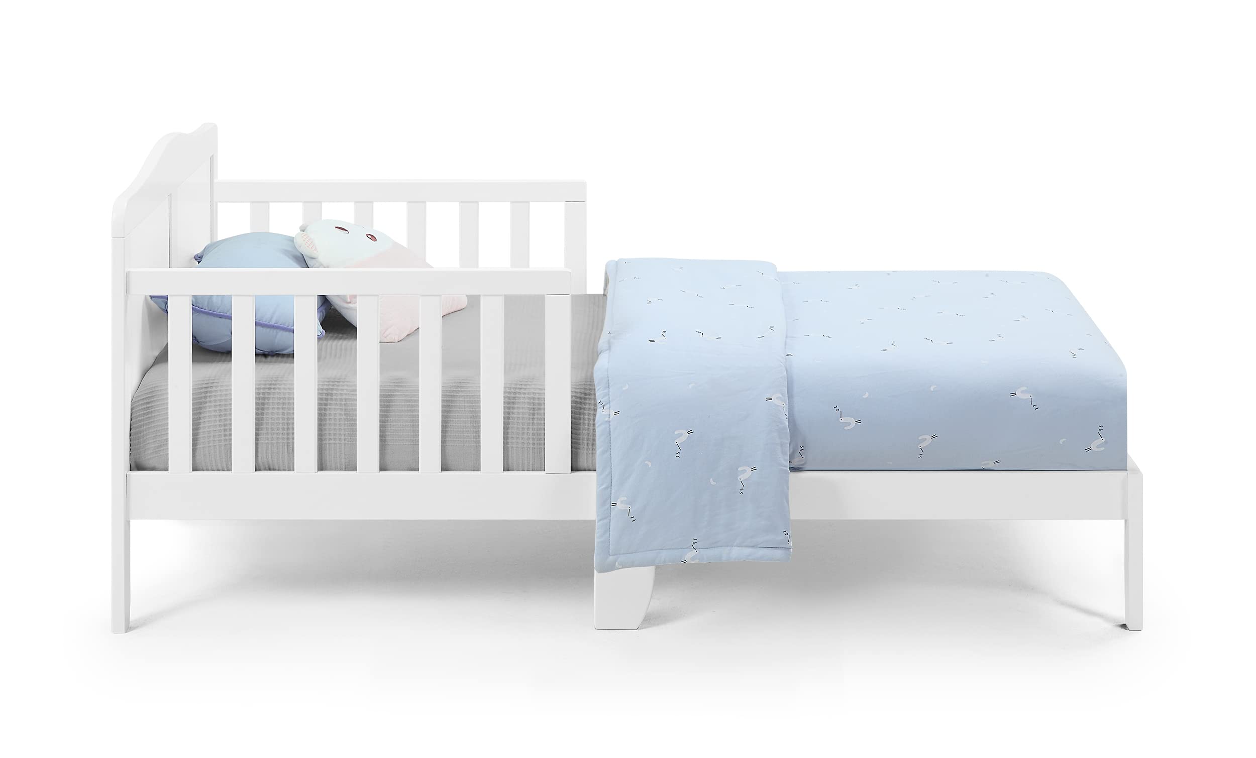 Olive & Opie Birdie Toddler Bed in White and White