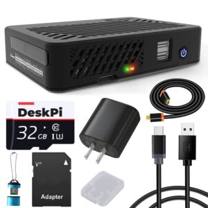 geeekpi deskpi lite for raspberry pi 4, pi 4 case with power button/heatsink with pwm fan,32gb card,qc3.0 power supply for raspberry pi 4b