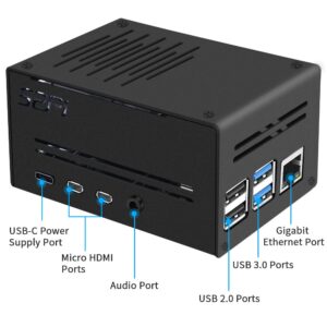 GeeekPi Raspberry Pi 4 Metal Case with Power Supply, Raspberry Pi 4B Case for Raspberry Pi Low-Profile CPU Cooler,Raspberry Pi Case for RPi Horizontal ICE Tower Cooler (Pi and Fan NOT Included)