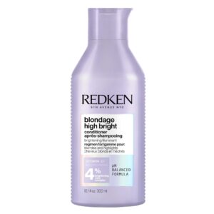 redken blondage high bright conditioner | brightens and lightens color-treated and natural blonde hair instantly | infused with vitamin c | 10.1 fl oz