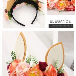 Cute Bunny Ear Headband For Toddler Baby Girls Easter Headwear Floral Rabbit Cosplay Headdress Hoop Hair Accessories