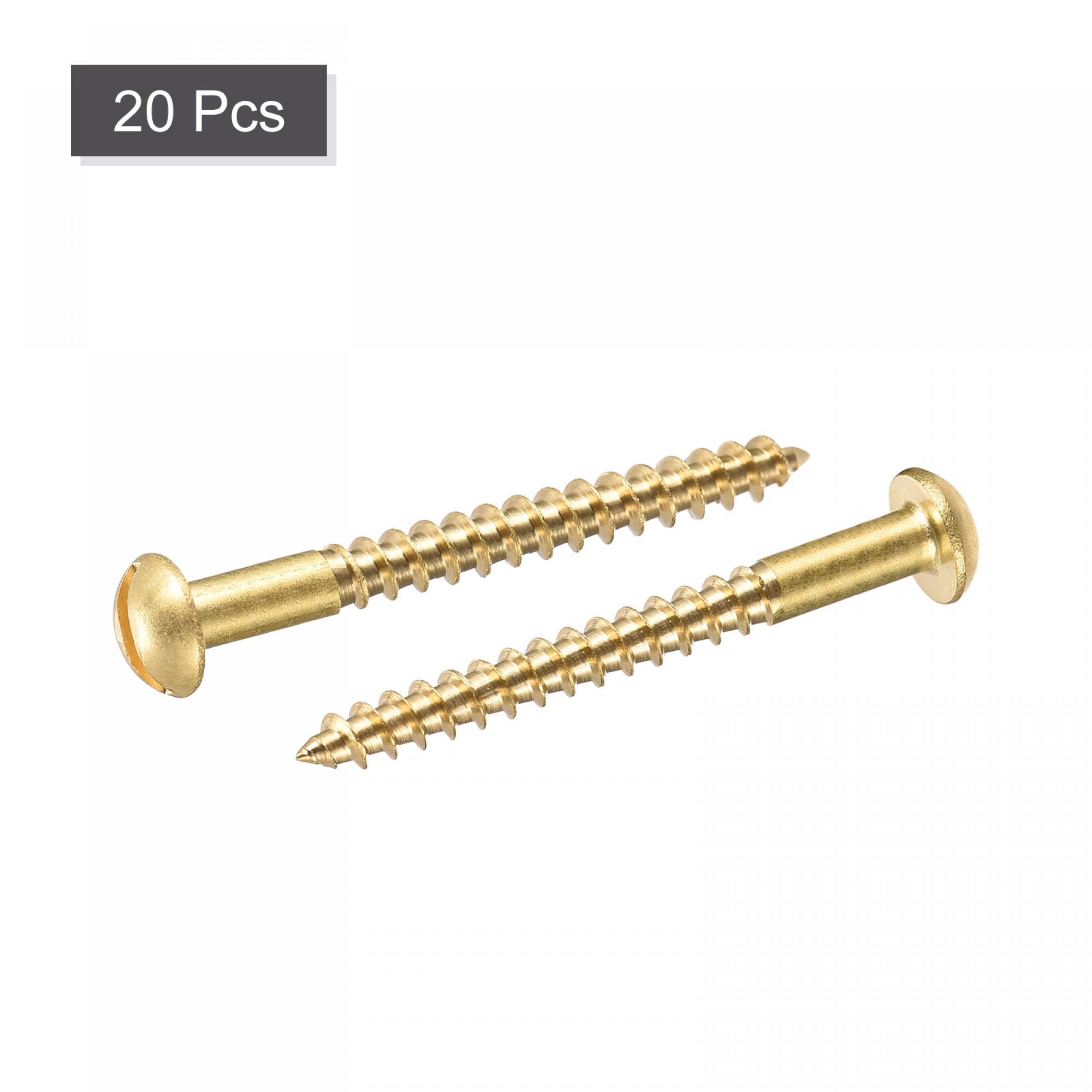 uxcell Wood Screws M4 x 40mm Slotted Round Head Brass Self-Tapping Screw 20 Pcs