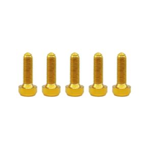 RISON Titanium Bolts M7x1x24.5mm Titanium Bolts Gold M7 Titanium Split Rim Bolts GR5 Bolts Pack of 5