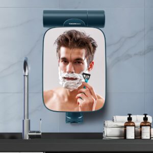 TOUCHBeauty 3X Shower Mirrors for Shaving with Razor Holder, Heldhand & 360 Degree Swivel, Larger Size 11" Blue Bathroom Accessories for Men