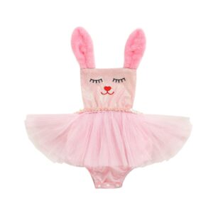 toddler baby girl romper infant girl easter sequins tutu dress bunny ear jumpsuit playsuit one piece outfit (pink, 18-24m)