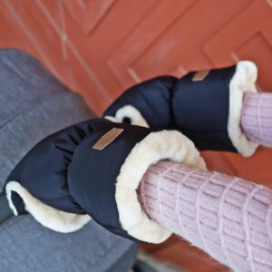 Orzbow Faux Sheepskin Gloves for Stroller, Universal Winter Anti-Freeze Stroller Mittens, Waterproof Warm Extra Thick HandMuff for Stroller Accessories, Black