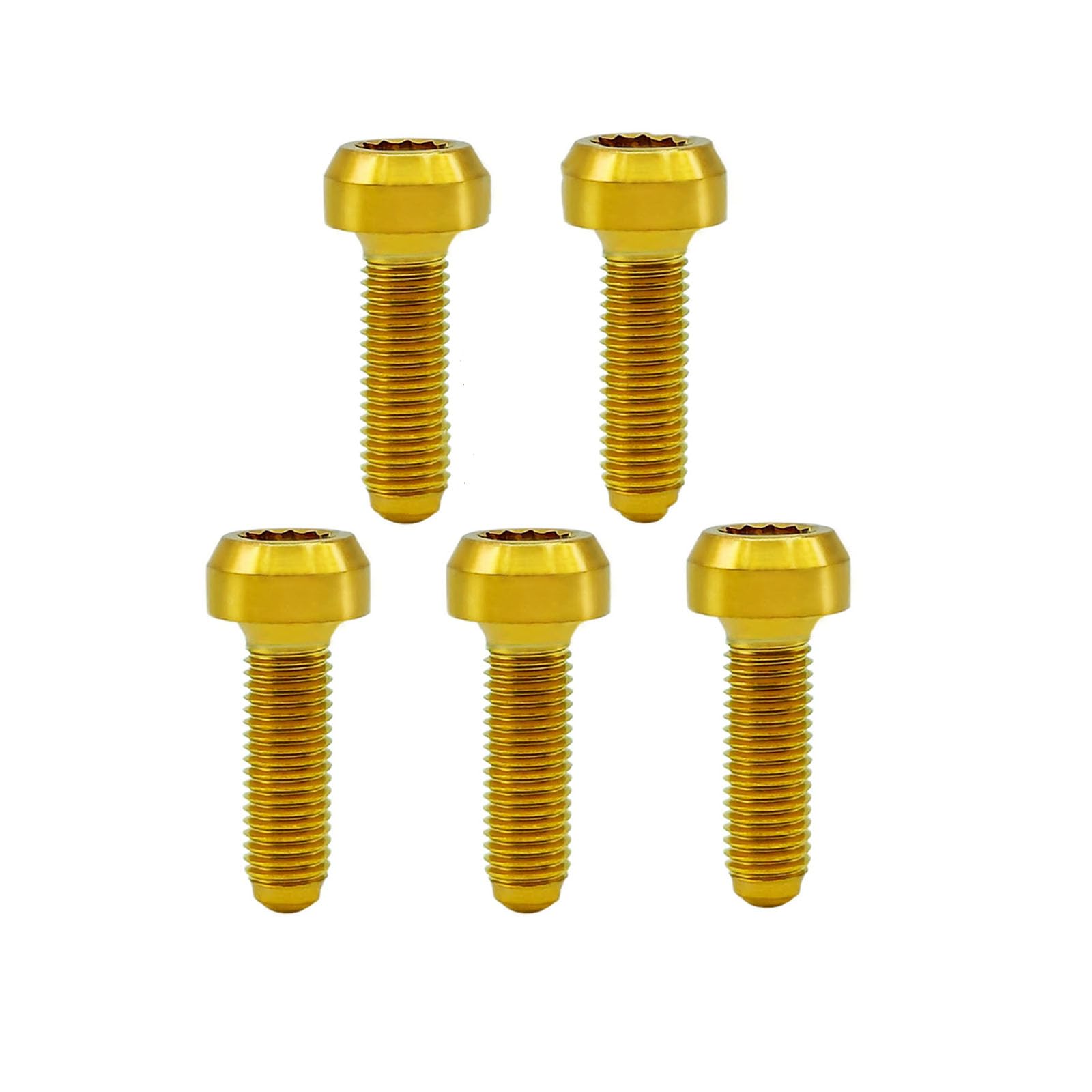 RISON Titanium Bolts M7x1x24.5mm Titanium Bolts Gold M7 Titanium Split Rim Bolts GR5 Bolts Pack of 5