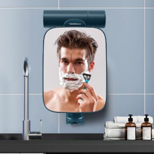 touchbeauty 3x shower mirrors for shaving with razor holder, heldhand & 360 degree swivel, larger size 11" blue bathroom accessories for men