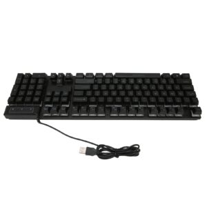 backlit keyboard, quick response high and low key design one piece design usb gaming keyboard thickened low base 104 keys wired for home for office for gaming(h600 black characters-single keyboard)