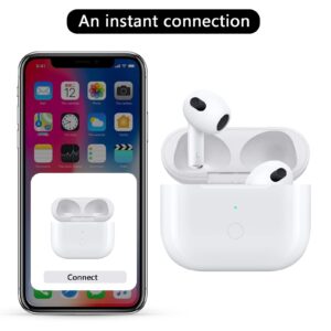 Wireless Charging Case Compatible with Air Pods 3, 600mAh Built-in Battery Charger Case Replacement with Pairing Sync Button No Earbuds, White