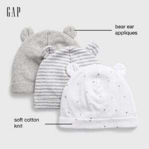 GAP unisex baby First Favourite Beanie Hats, Grey Heather/White, 0-3 Months US