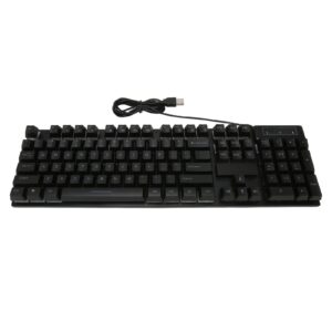 Backlit Keyboard, Quick Response High and Low Key Design One Piece Design USB Gaming Keyboard Thickened Low Base 104 Keys Wired for Home for Office for Gaming(H600 black characters-single keyboard)