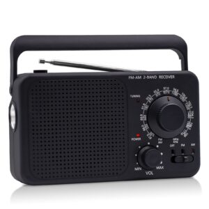 2022 new boctop portable am/fm radio, simple transistor radio with flashlight, 3 d battery operated/ac powered, easy to use, suit for senior and home