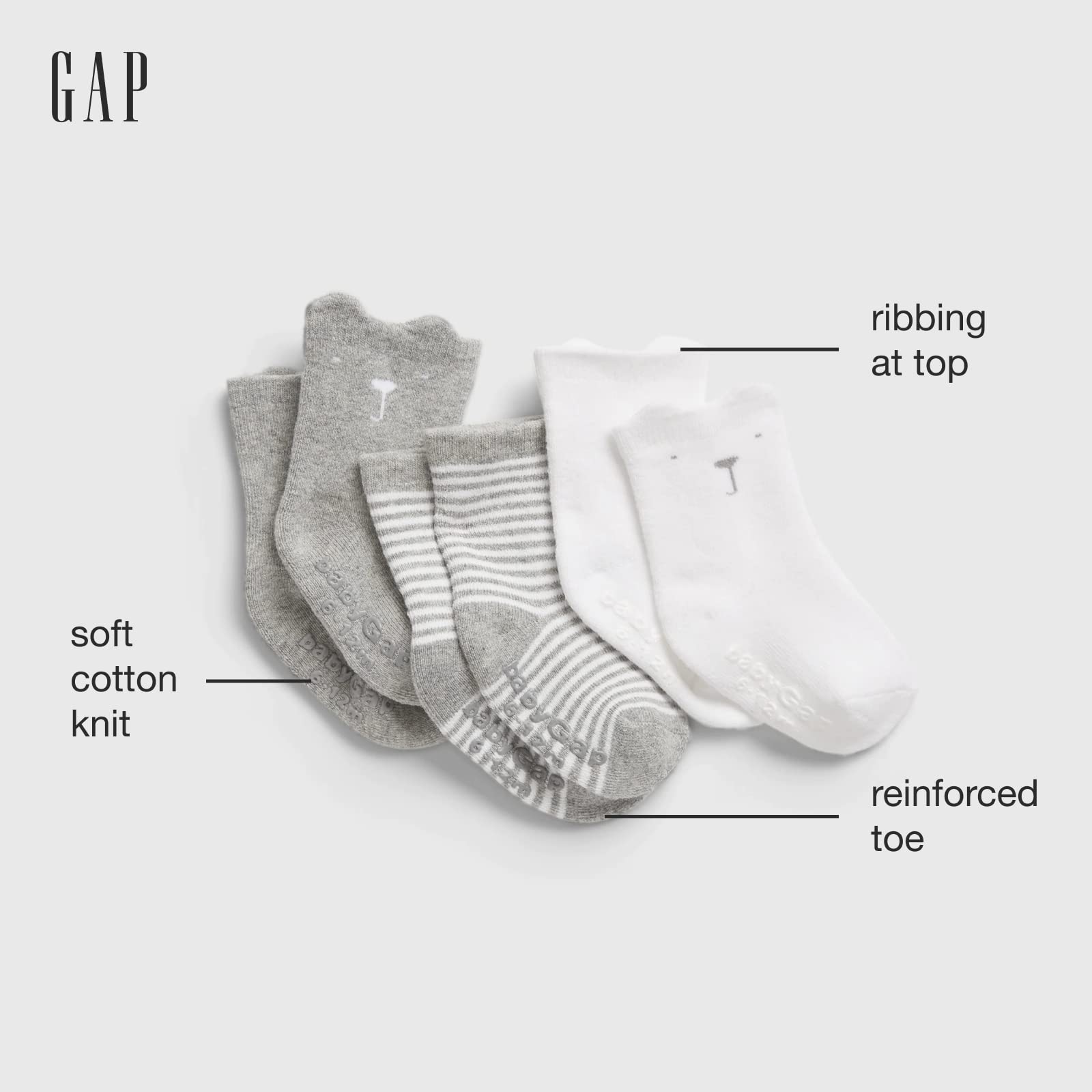 GAP unisex baby Organic Cotton First Favourite Socks, Light Grey Heather, 6-12 Months US