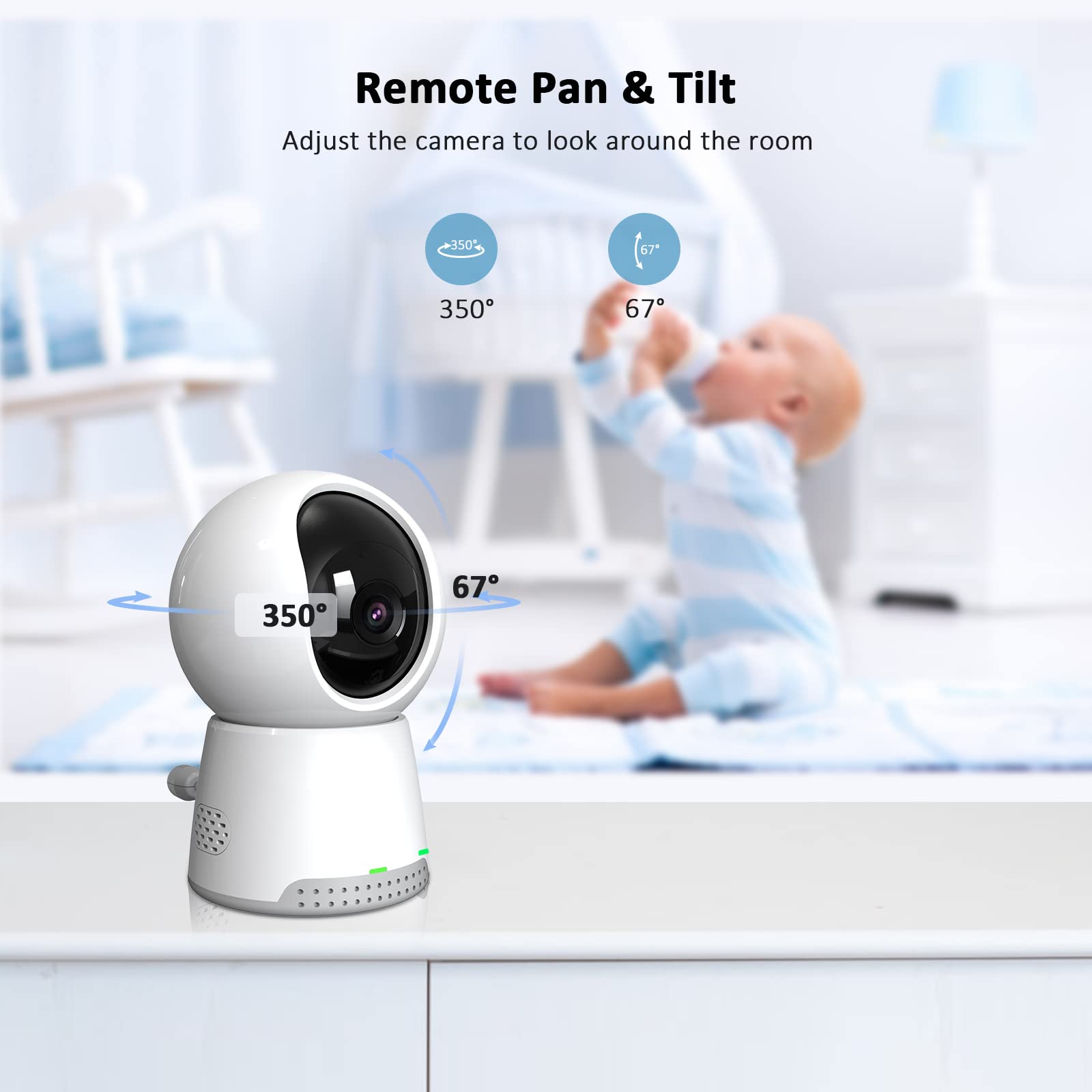 NexiGo B10 Add-On Baby Camera Unit, 720P HD Resolution, 2-Way Audio, Pan-Tilt-Zoom, Temperature Detection, Night Vision, Lullaby Playing (White)