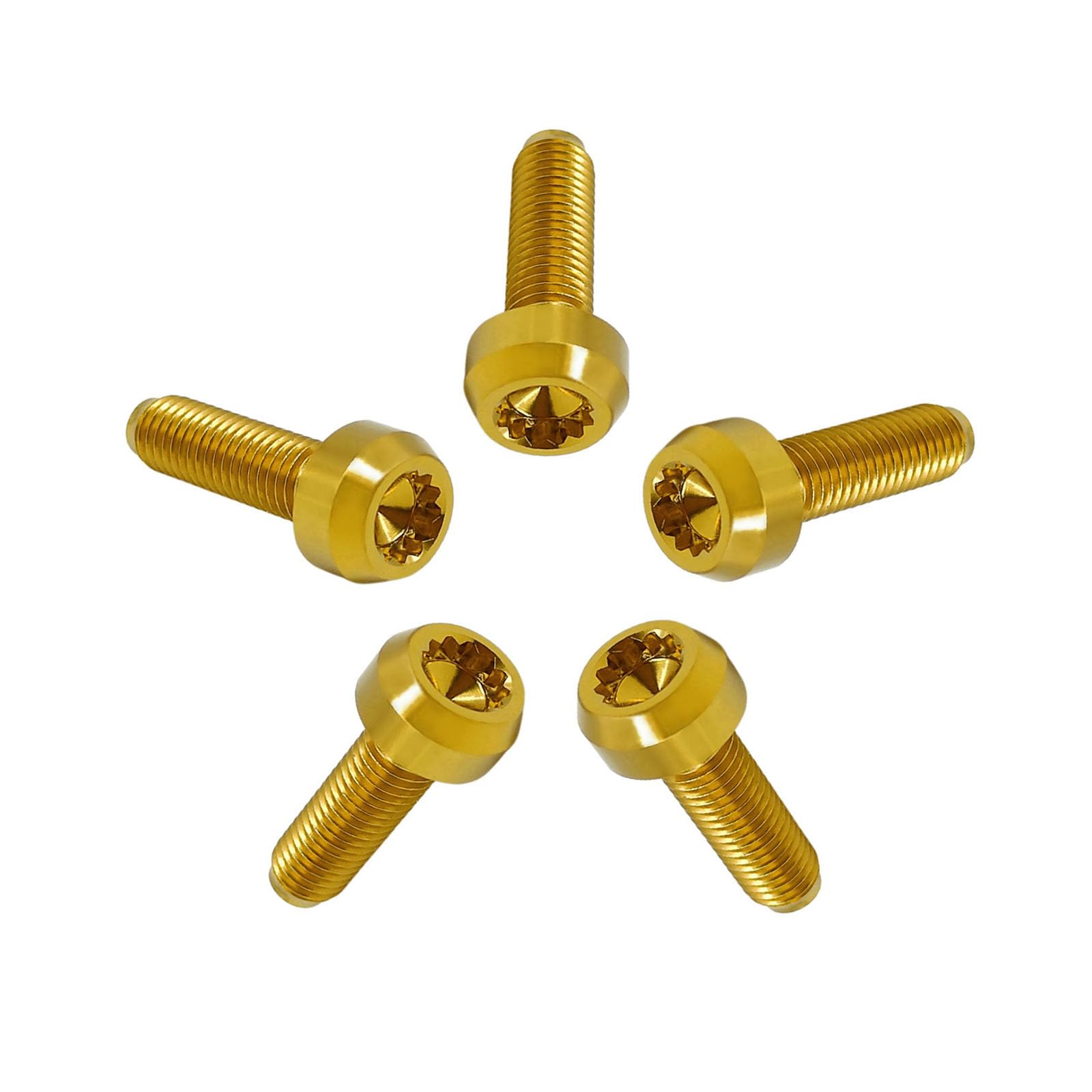 RISON Titanium Bolts M7x1x24.5mm Titanium Bolts Gold M7 Titanium Split Rim Bolts GR5 Bolts Pack of 5