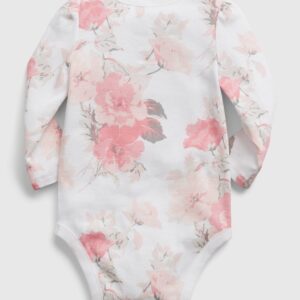 GAP unisex baby First Favourite Long Sleeve Bodysuits, Optic White Floral, 0-3M US